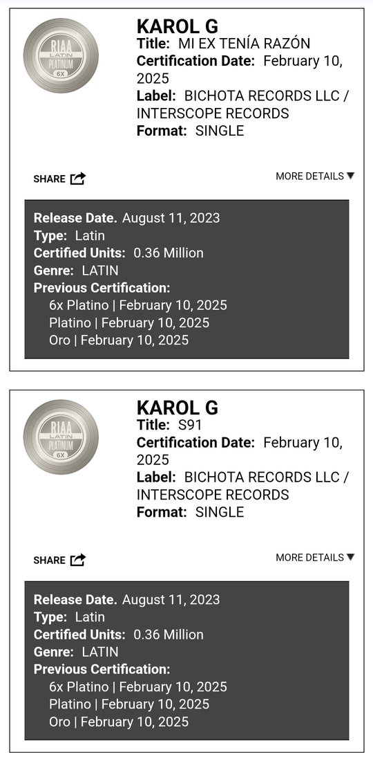 Karol G recebe novos certificados latinos nos EUA - Notícias Musicais ...